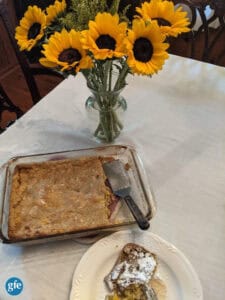 Gluten-Free Peach Volcano Pancake - gfe-gluten free easily